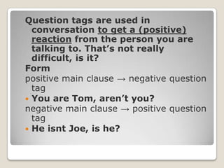 Question tags | PPT