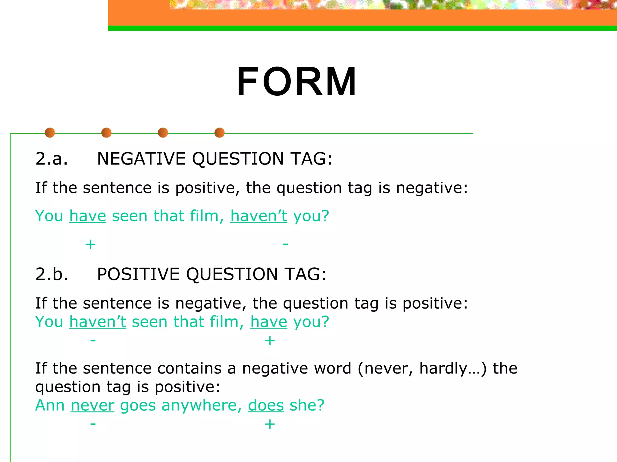 Question tags explanation | PPT