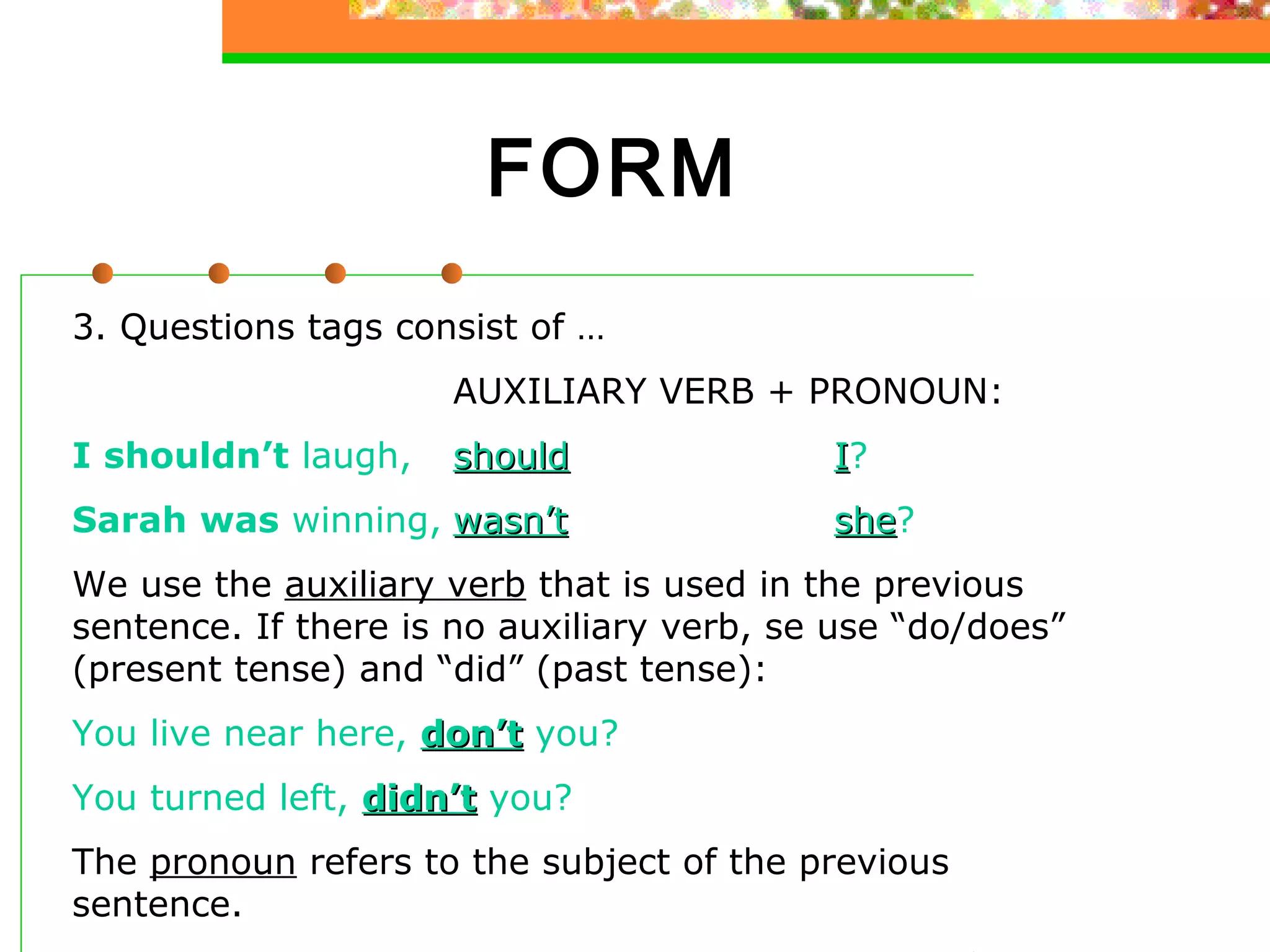 Question tags explanation | PPT