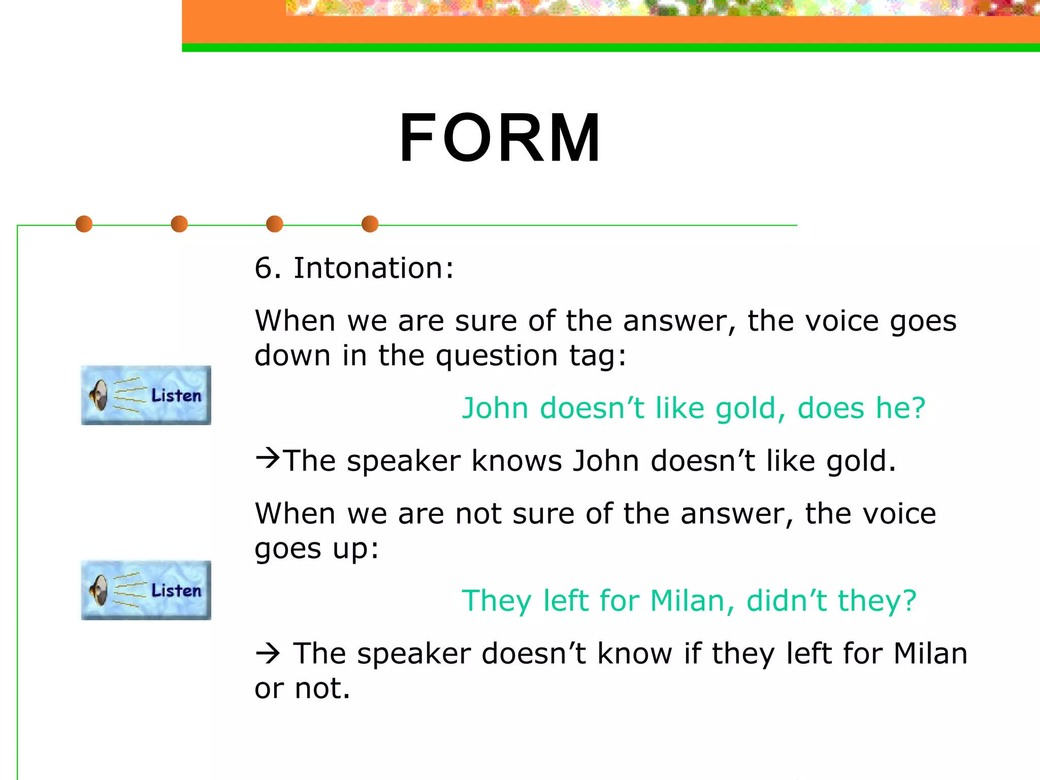 Question tags explanation | PPT