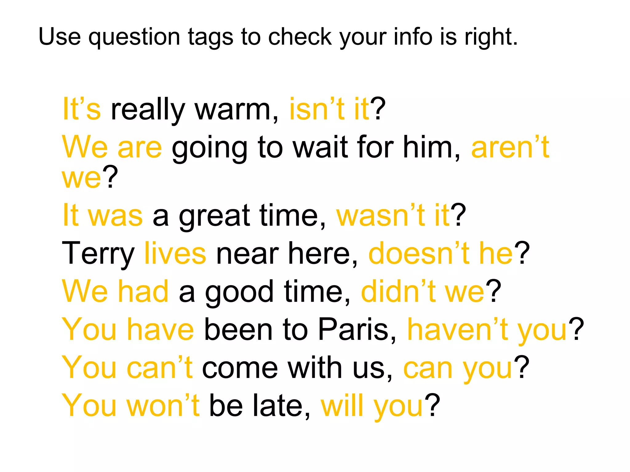 Question tags & echo questions | PPT