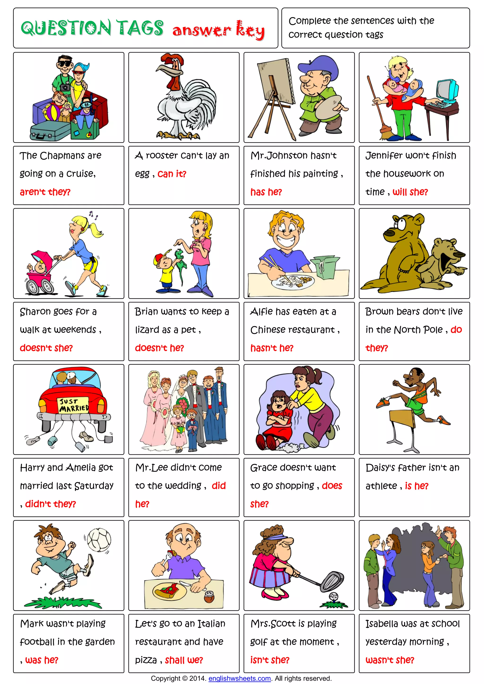 QUESTION TAGS AND GRAMMAR EXERCISES WORKSHEET | PDF