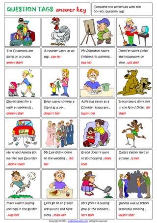 QUESTION TAGS AND GRAMMAR EXERCISES WORKSHEET | PDF | Reptiles | Pets