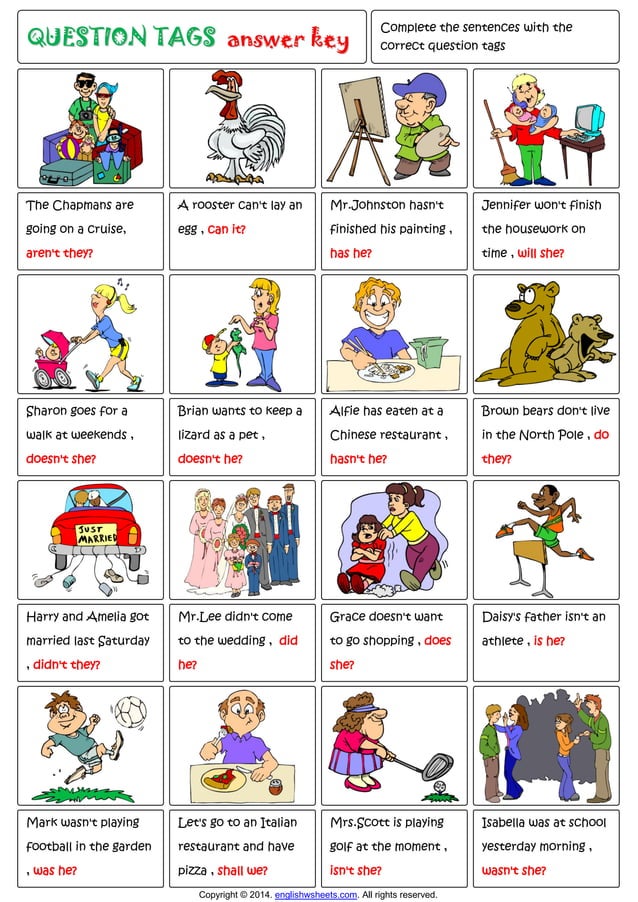 QUESTION TAGS AND GRAMMAR EXERCISES WORKSHEET | PDF