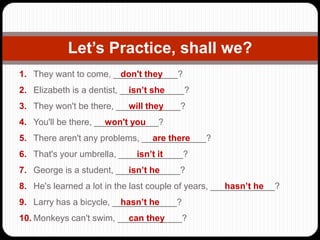 Question Tags Exercise | PPTX