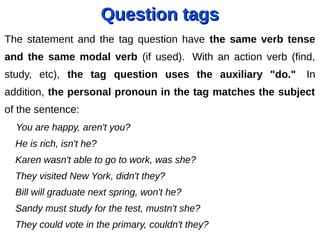 Question tags explanation | ODP