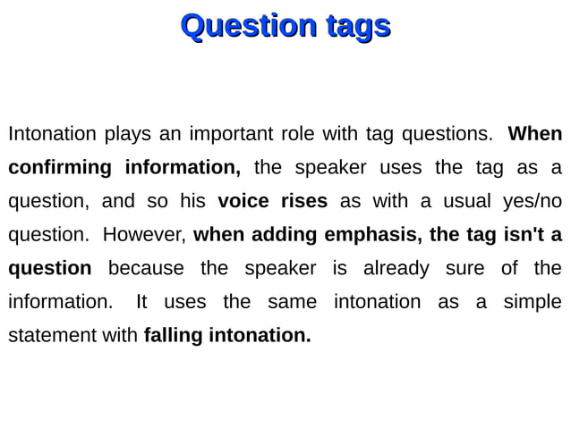 Question tags explanation | PPT