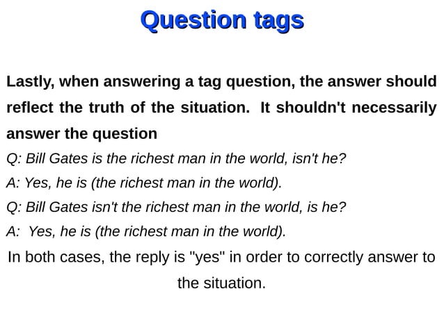 Question tags explanation | PPT