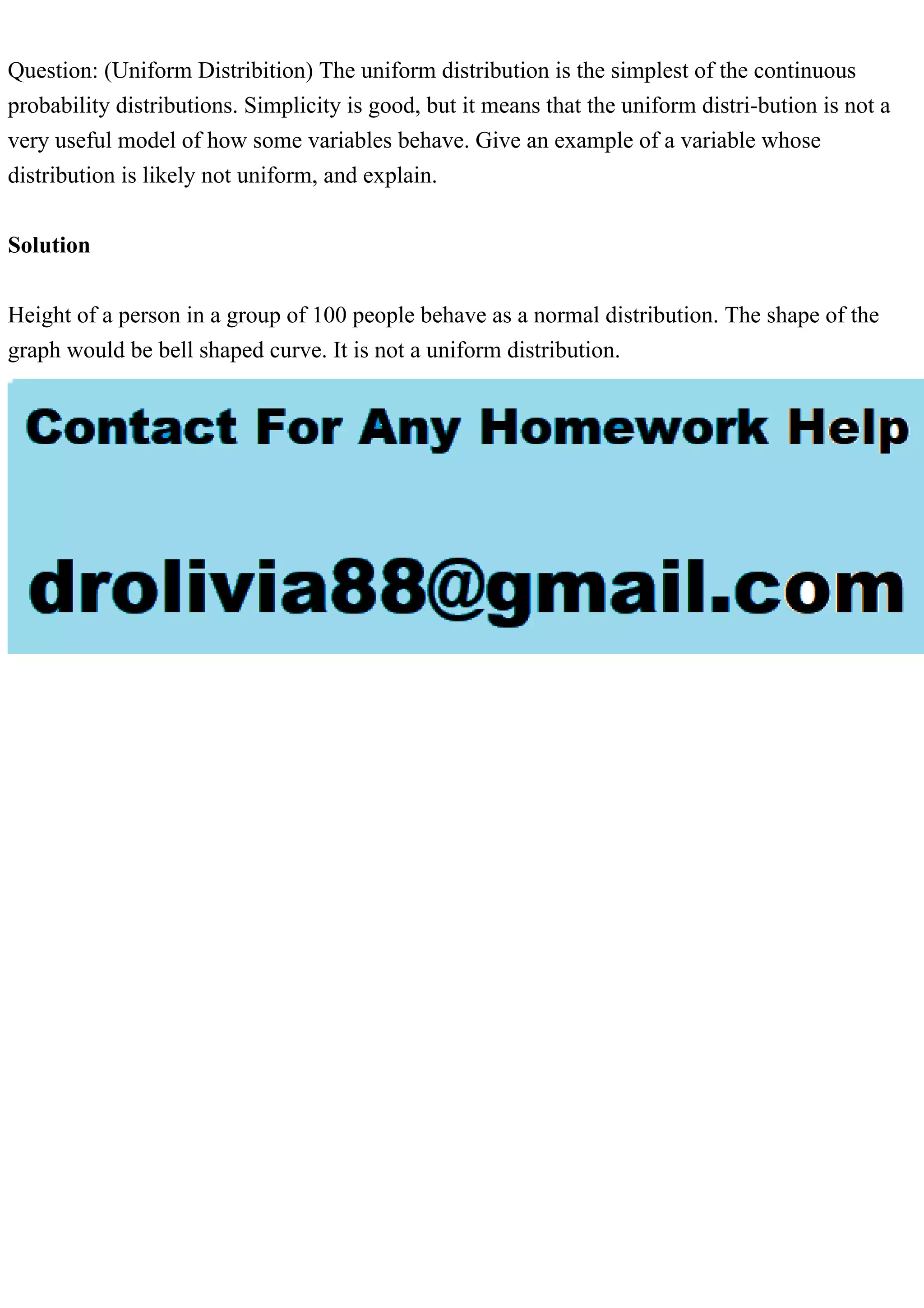 Question (Uniform Distribition) The uniform distribution is the sim.pdf