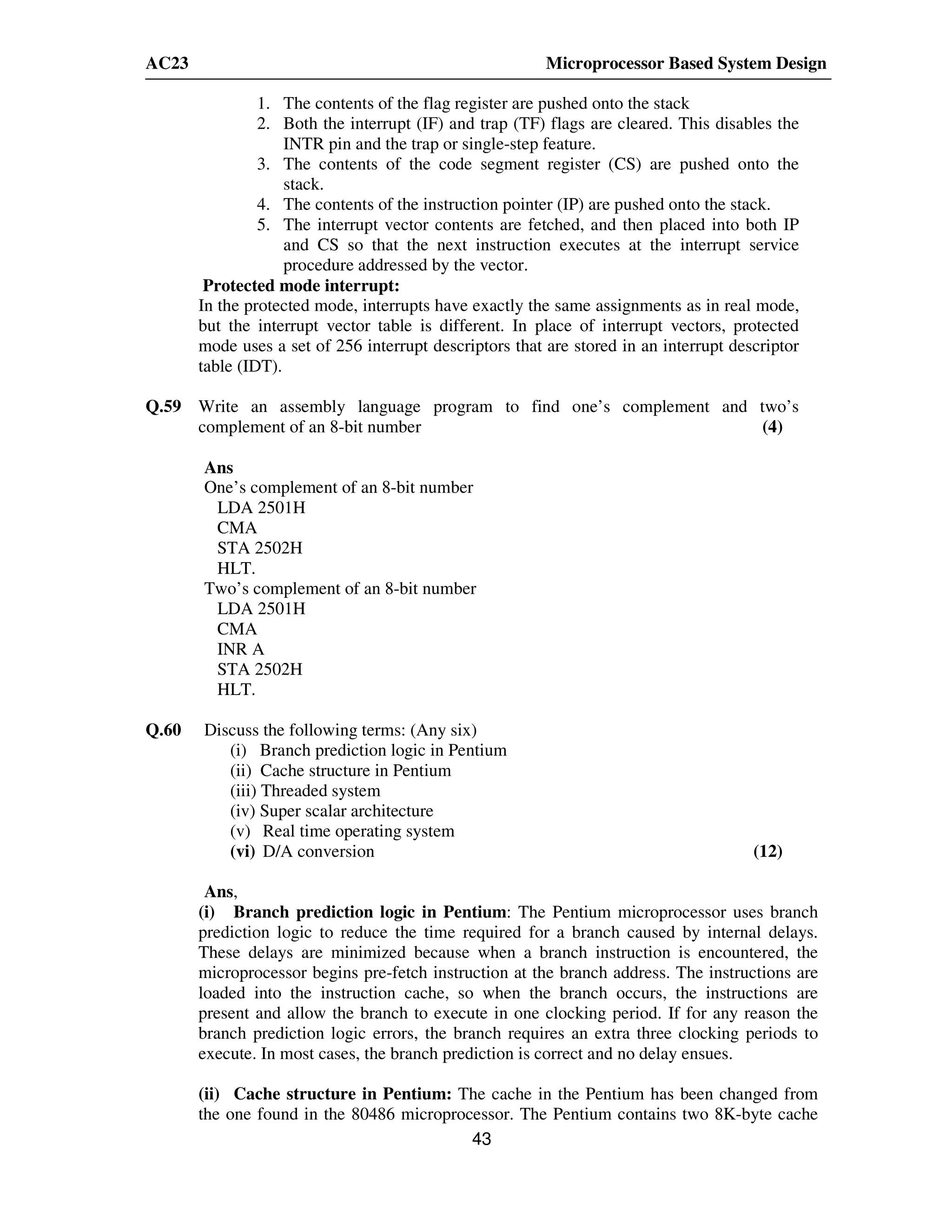microprocessor Questions with solution | PDF