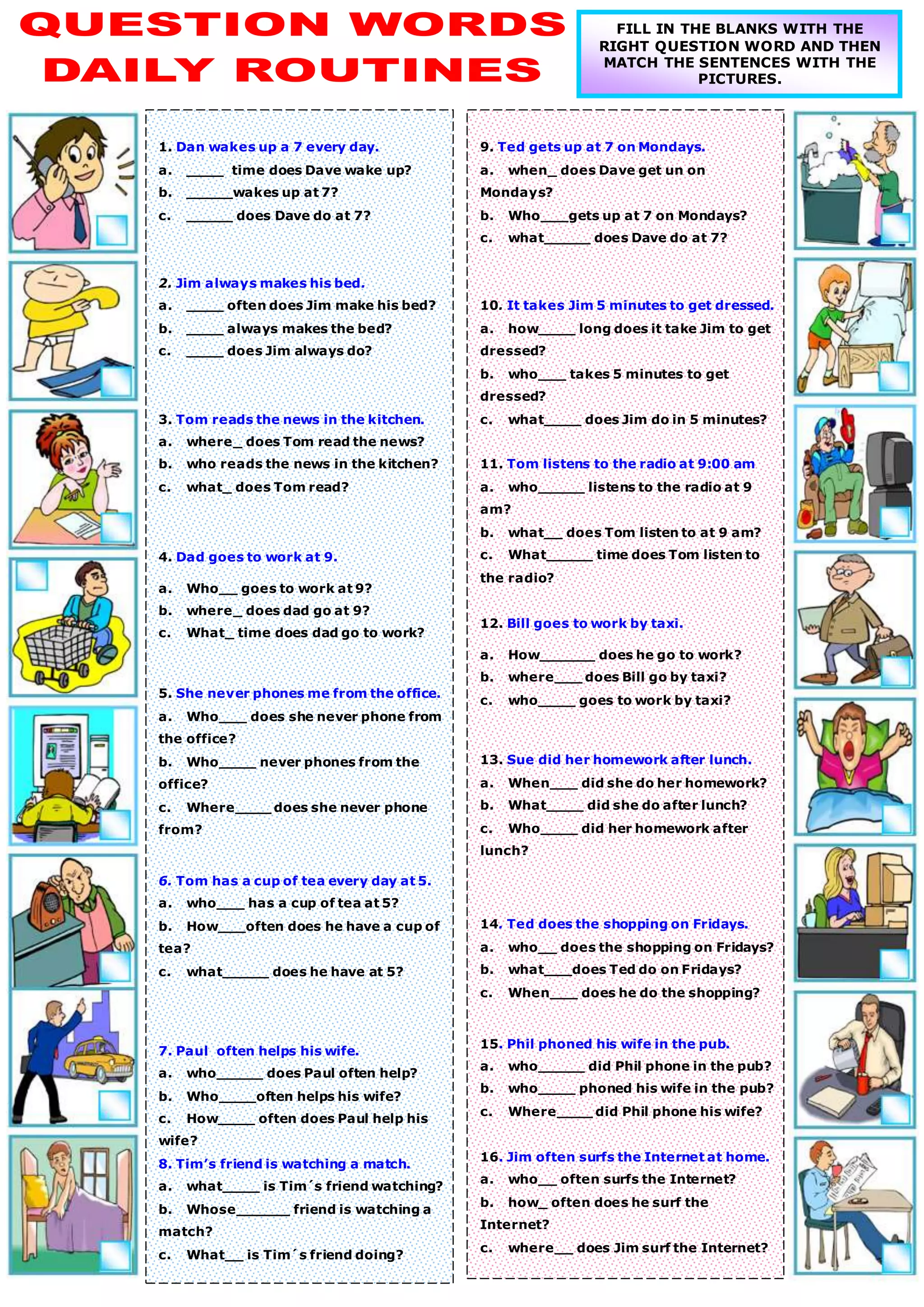 Question words daily routines | PDF