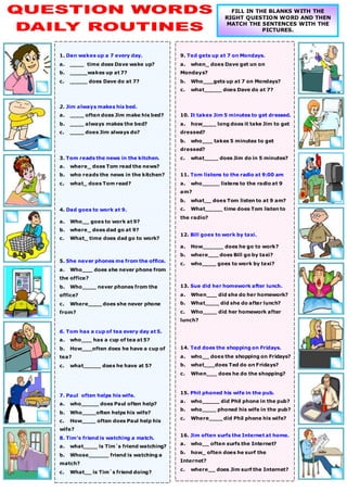 Question words daily routines | PDF