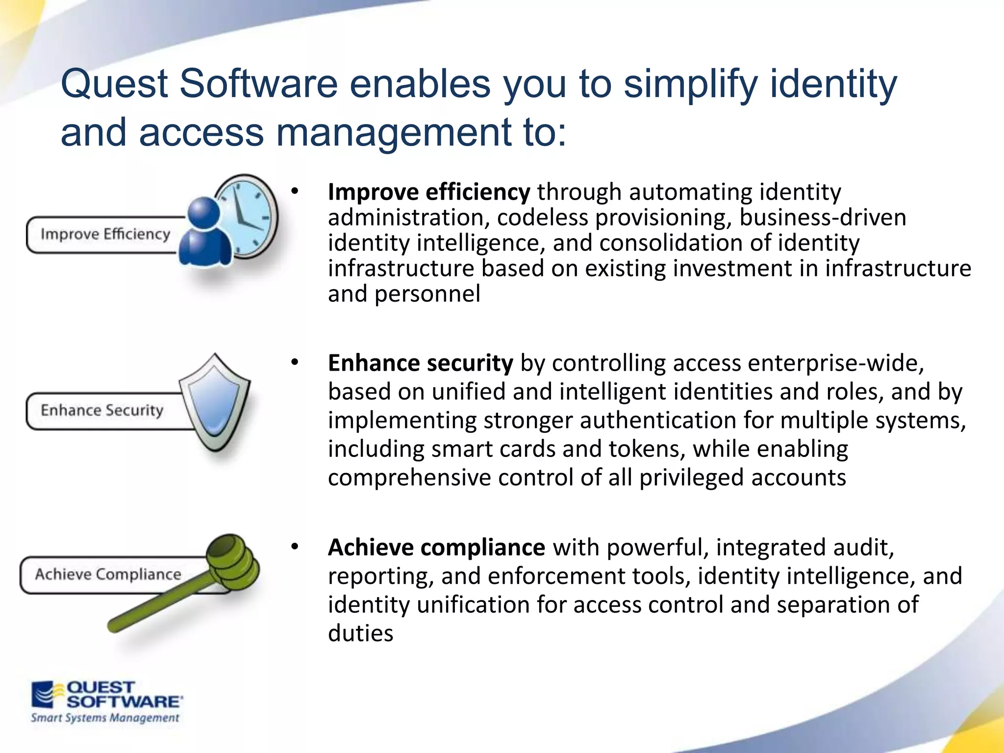 Quest One Identity Management Summary | PPTX