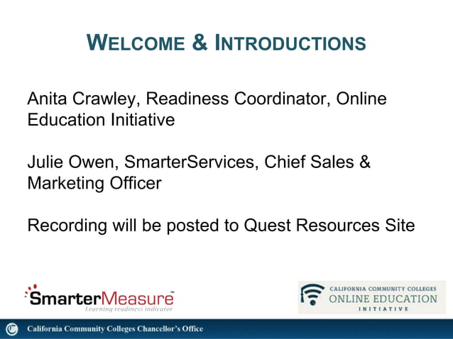 QUEST/SmarterMeasure Learning Readiness Indicator Lunch & Learn Webinar ...