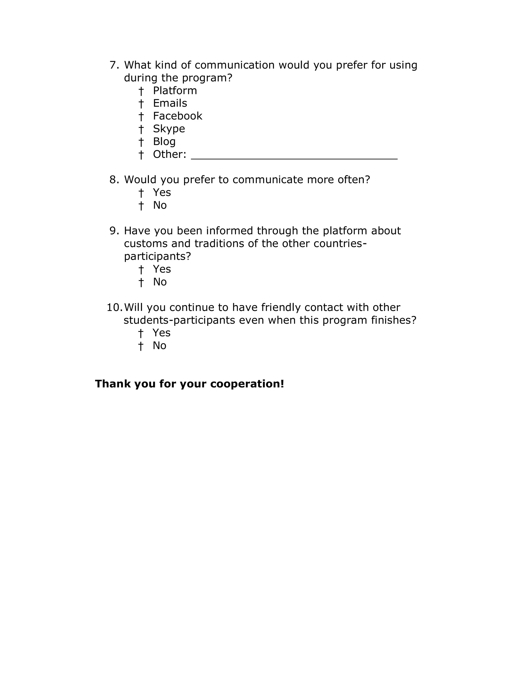Questionnaire students | PDF