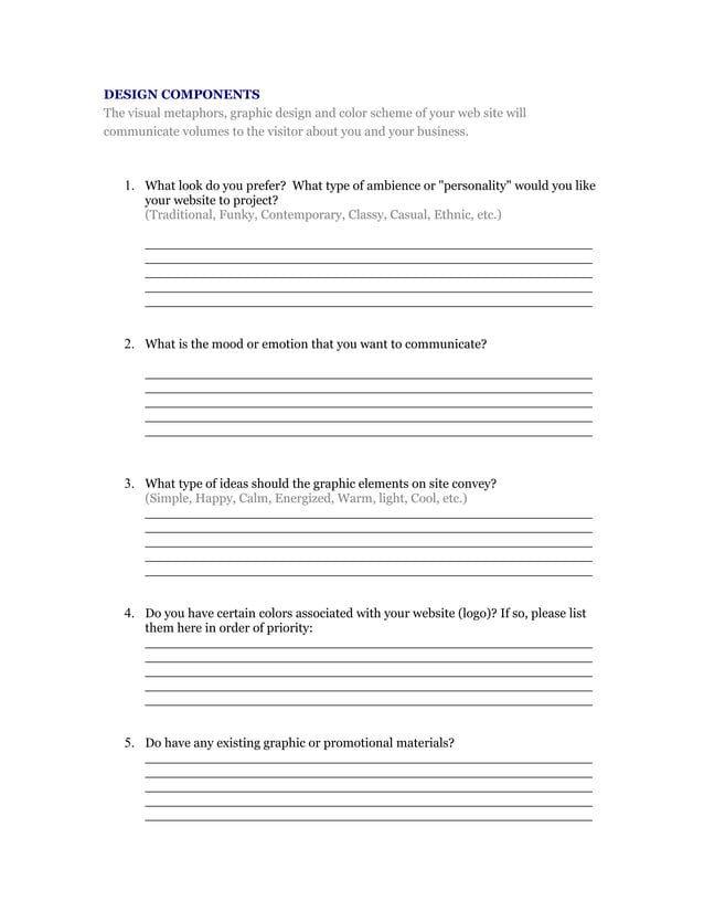 Sample Web Design Questionnaire | DOC