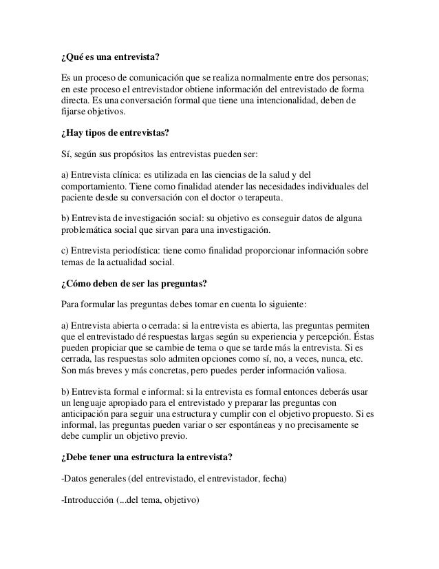 Que Es Una Entrevista Formal