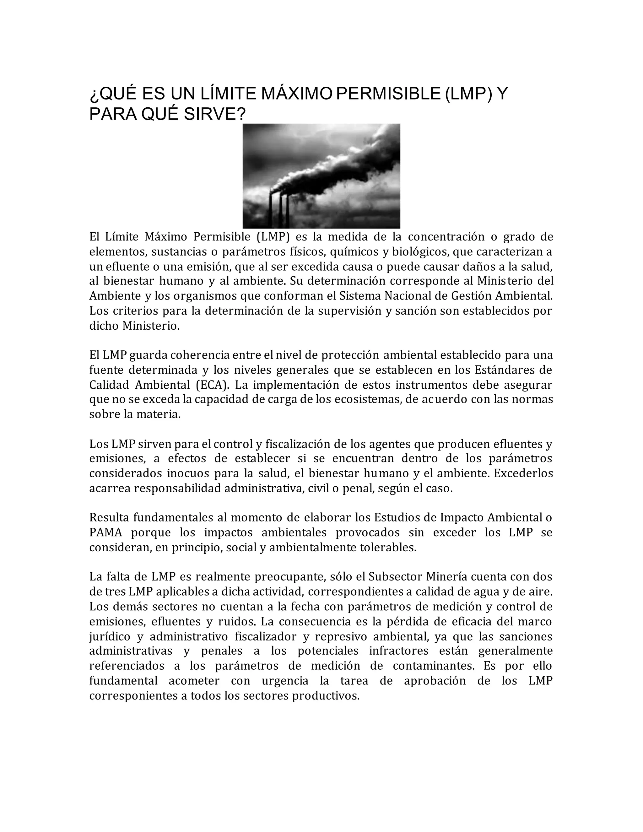 Qué es un límite máximo permisible | DOCX | Environmental Services ...