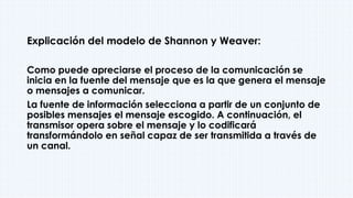 Introducción a los modelos de comunicación (Shannon y Weaver). Modelos ...