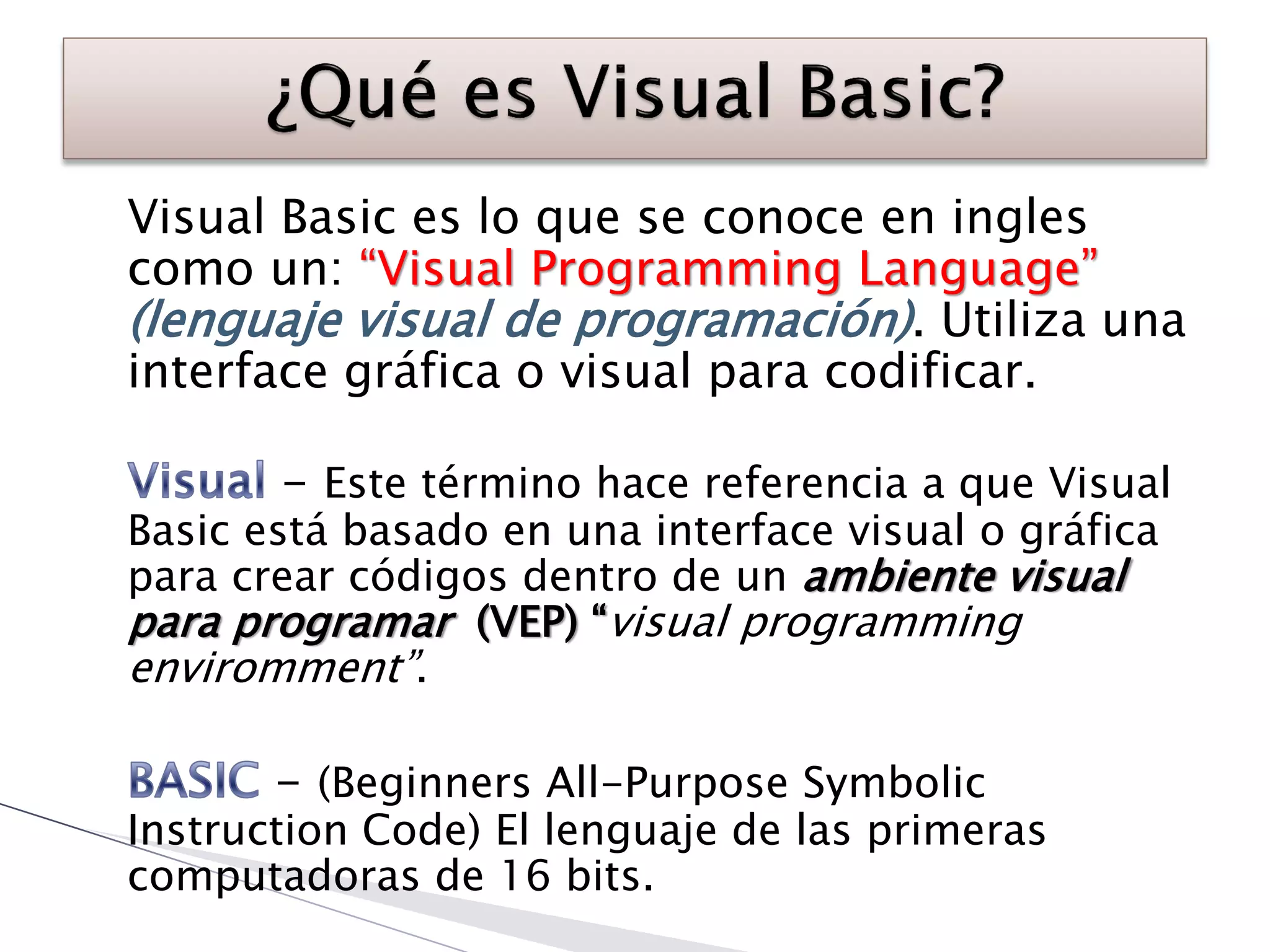 Qué es visual basic | PPT