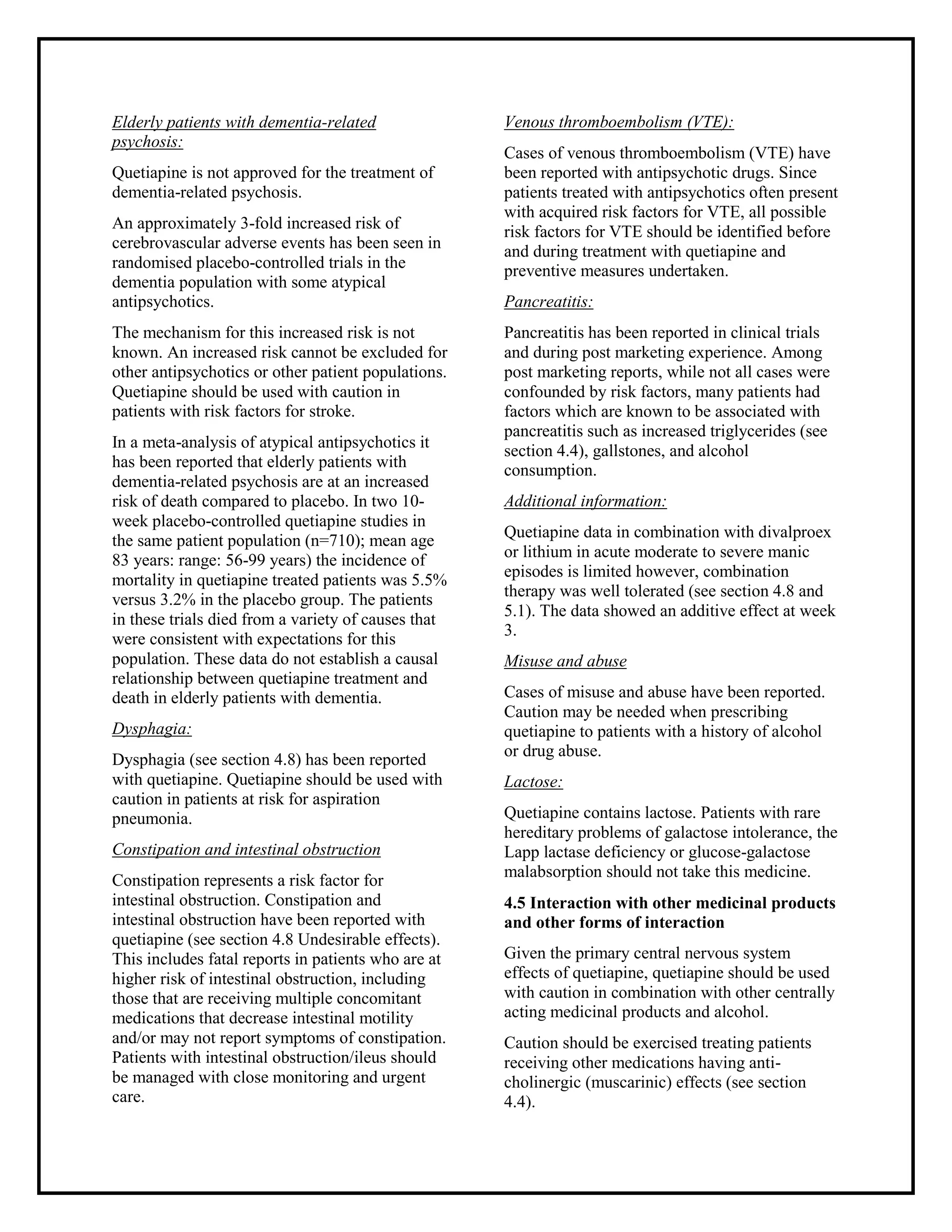 Quetiapine 25mg film coated tablets smpc- taj pharmaceuticals | PDF