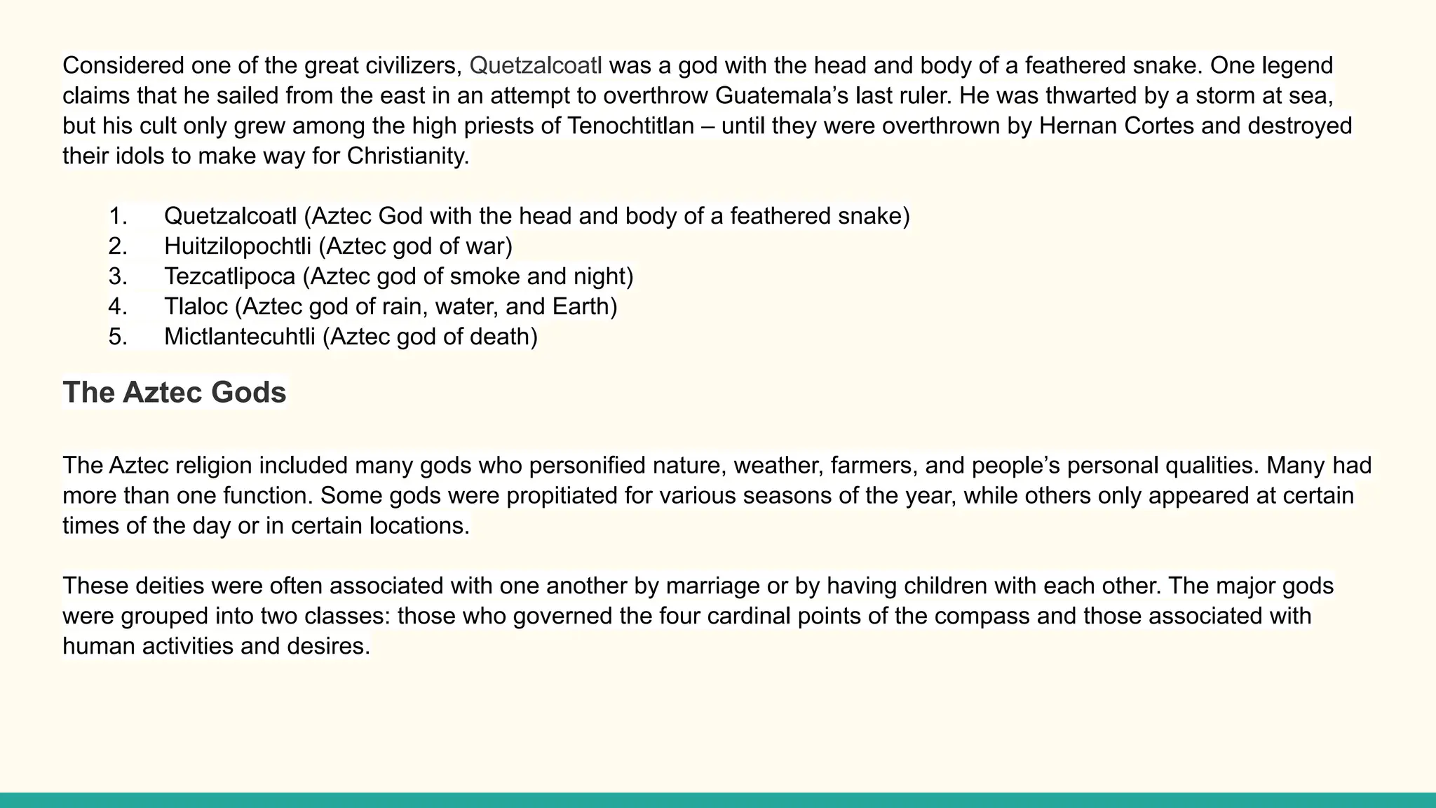 Quetzalcoatl and the Aztec Gods - pdf.. | PDF