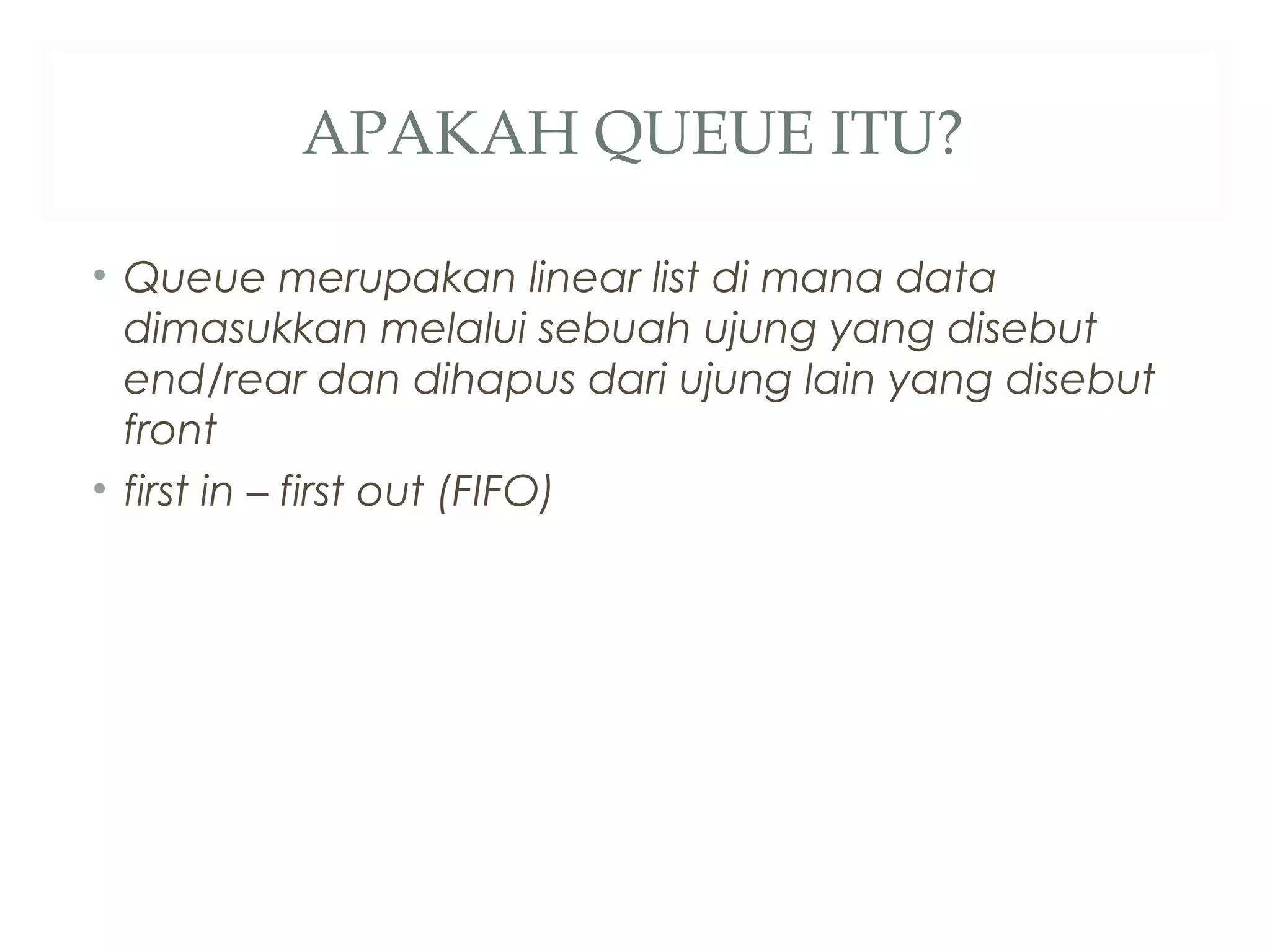 Materi Struktur data QUEUE | PPT