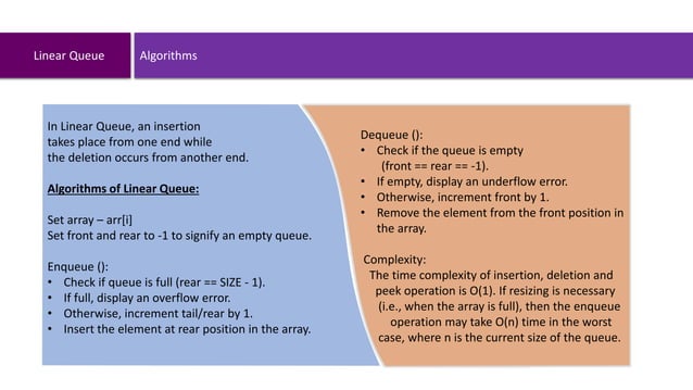 QUEUE in data-structure (classification, working procedure ...