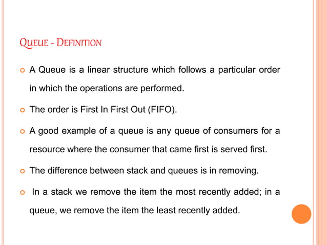 Queue and its operations | PPTX | Programming Languages | Computing