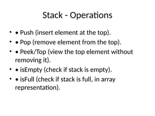 Stack: Introduction, Representation, Operations, Applications of ...