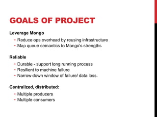 Queue in the cloud with mongo db | PPT