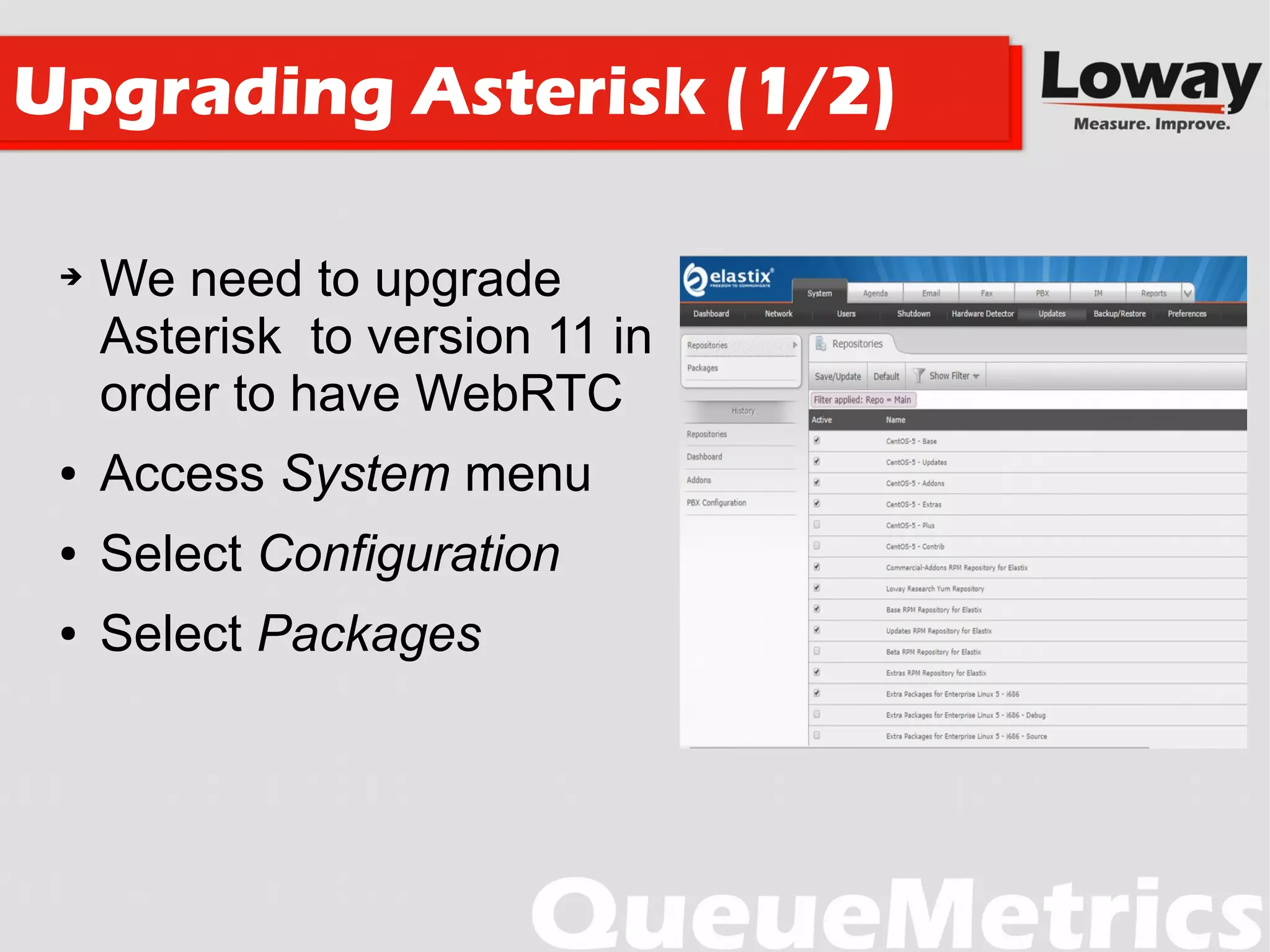 QueueMetrics Icon Agent Page and Elastix Integration | PPT