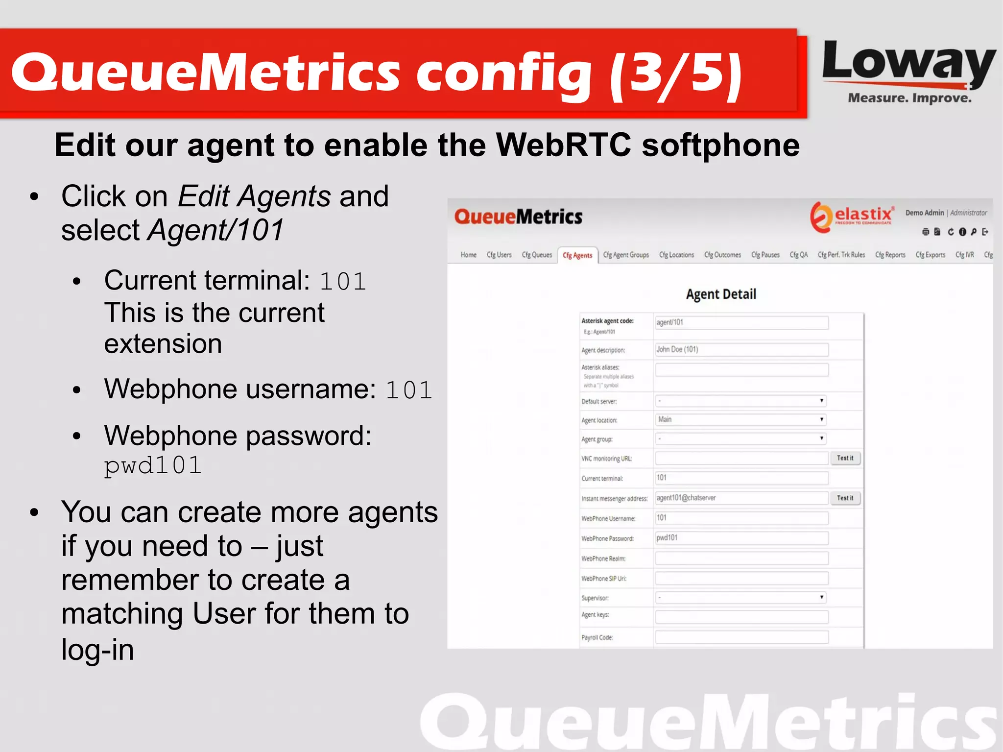 QueueMetrics Icon Agent Page and Elastix Integration | PPT