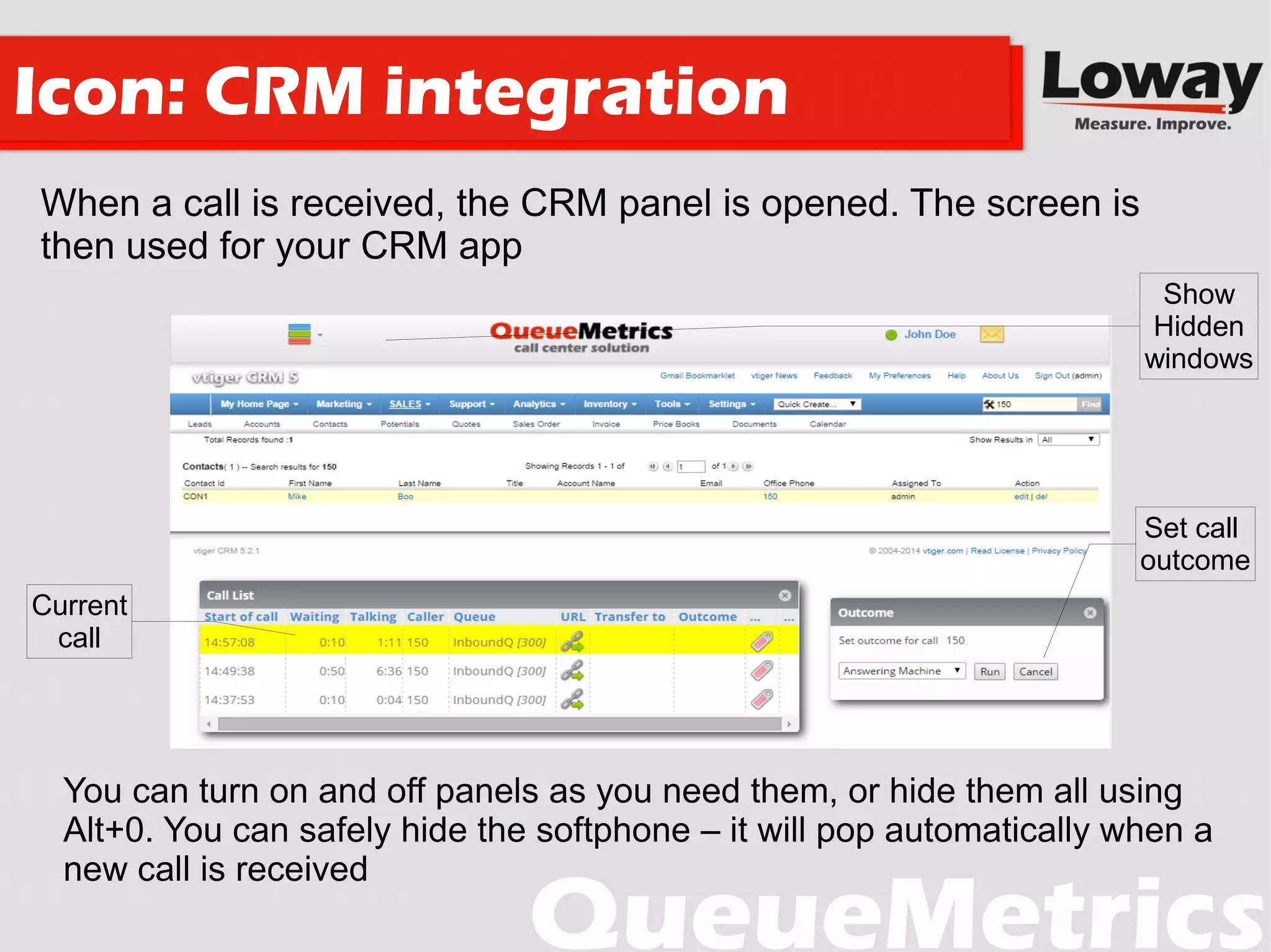 QueueMetrics Icon Agent Page and Elastix Integration | PPT