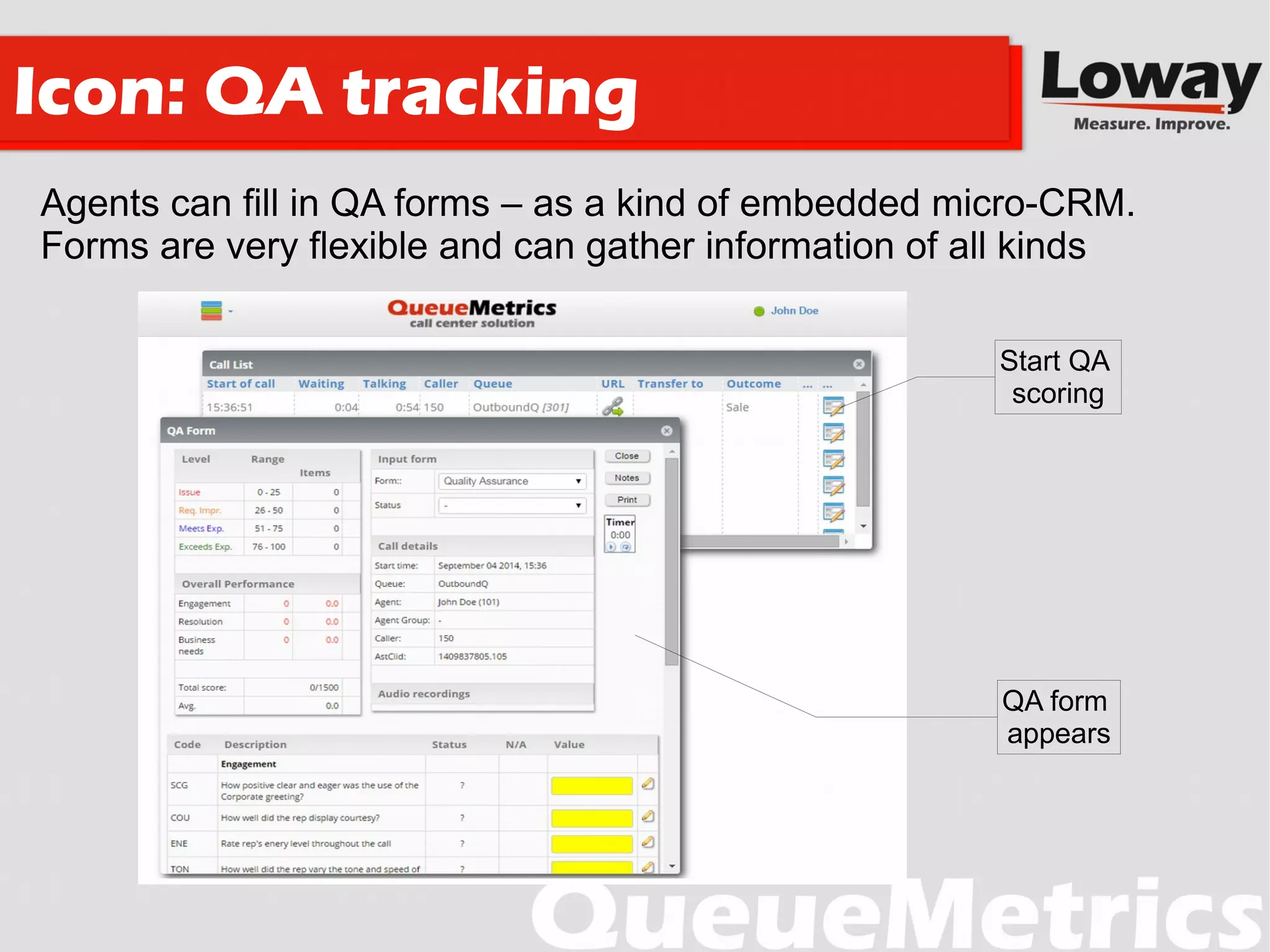 QueueMetrics Icon Agent Page and Elastix Integration | PPT