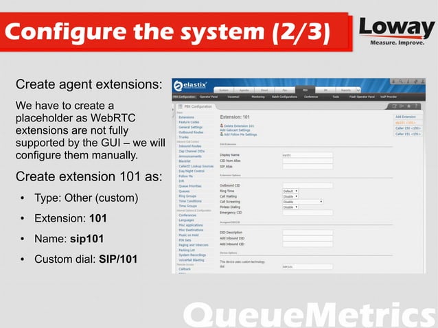QueueMetrics Icon Agent Page and Elastix Integration | PPT