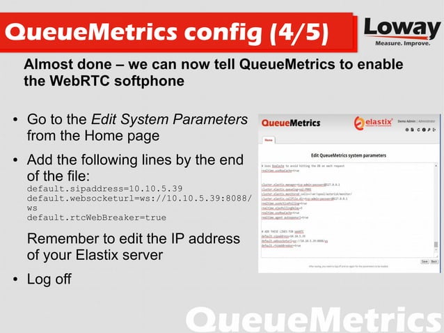 QueueMetrics Icon Agent Page and Elastix Integration | PPT