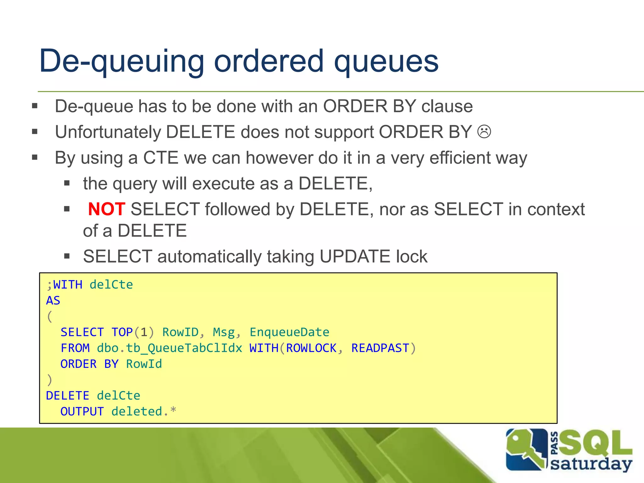 Queuing Sql Server: Utilise queues to increase performance in SQL ...