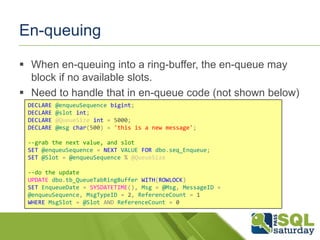 Queuing Sql Server: Utilise queues to increase performance in SQL Server | PPTX