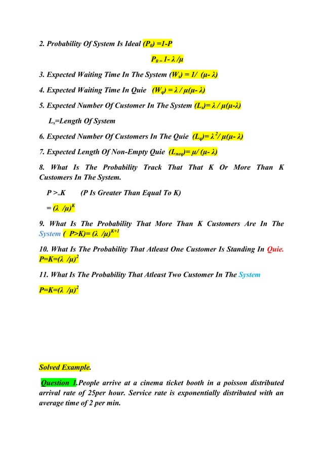 Queuing theory | DOCX