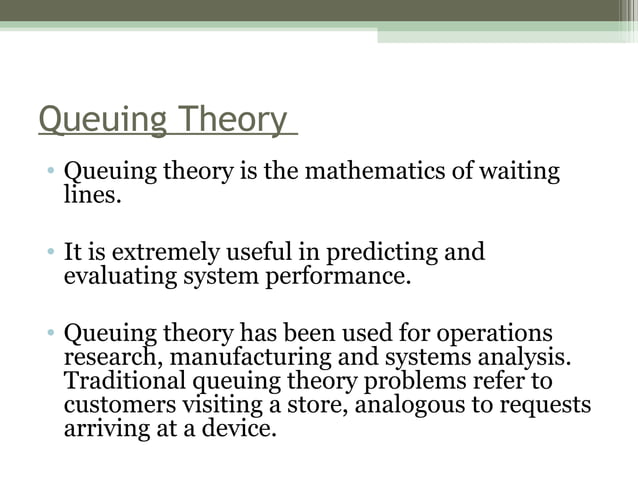 Queuing theory | PPT