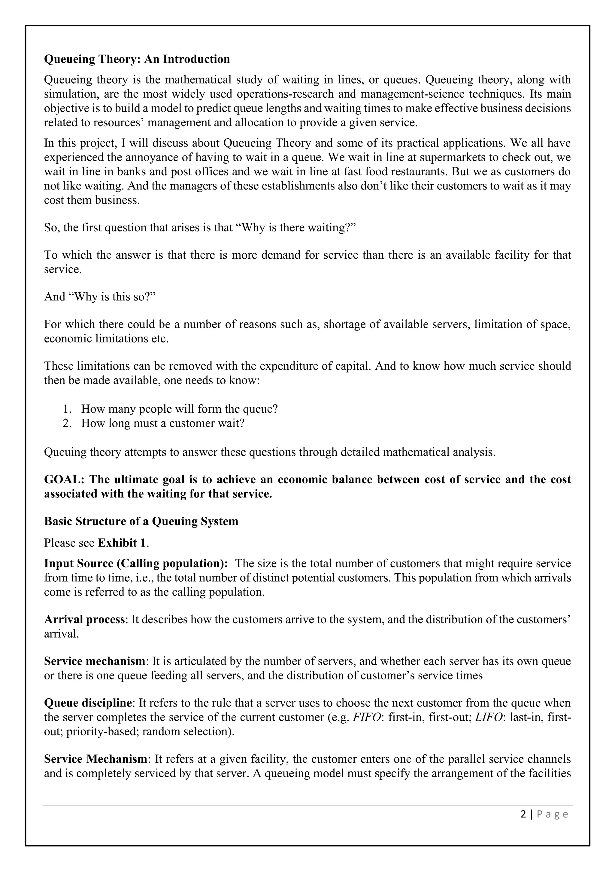 Queuing theory and its applications | PDF