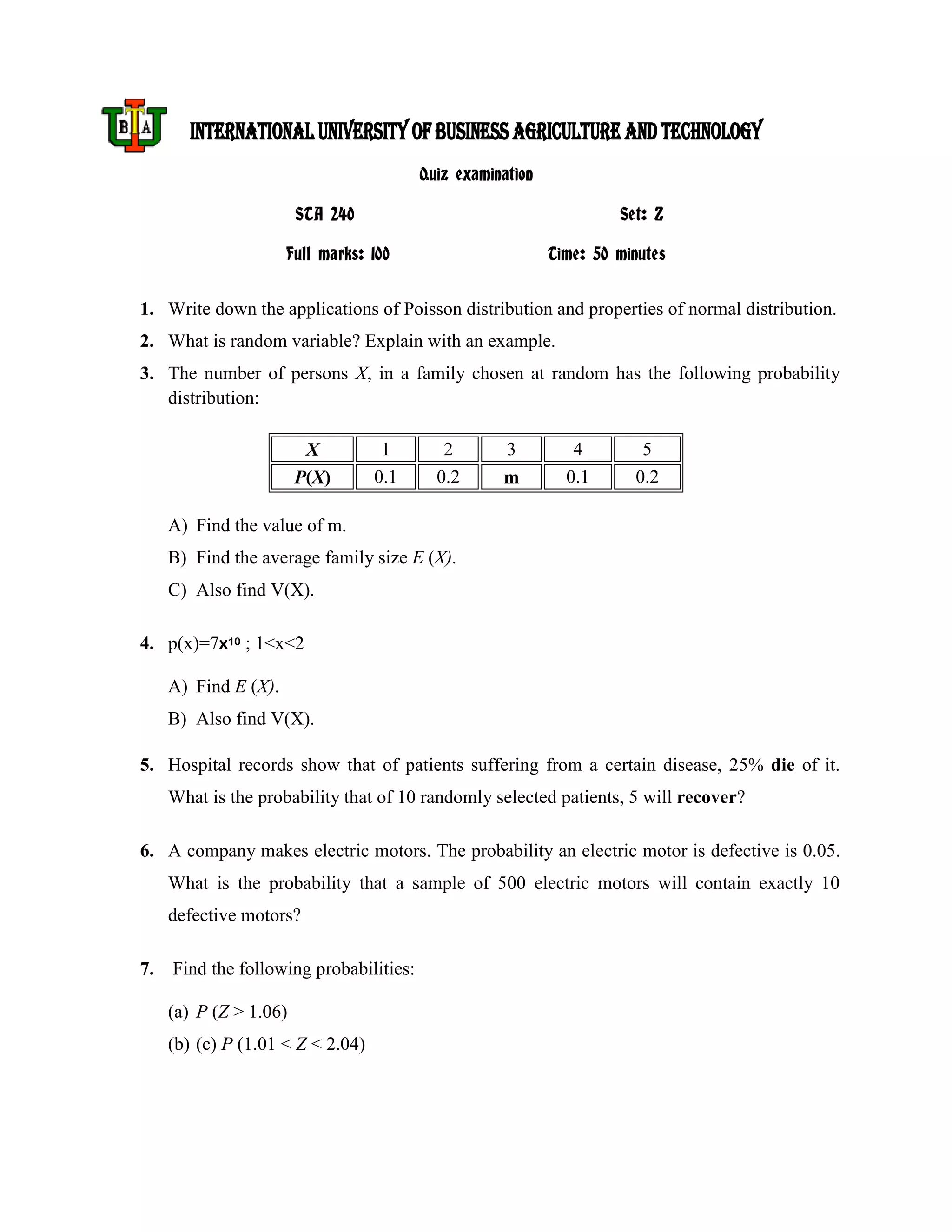 Exam Questions on Basic Statistics | PDF