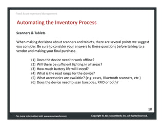 AssetWorks Fixed Asset Inventory Management Quick Guide | PDF