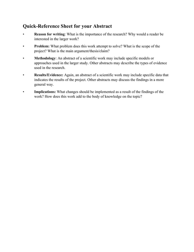 Quick reference abstract | PDF