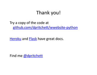 Quick and Dirty Python Deployments with Heroku | PDF