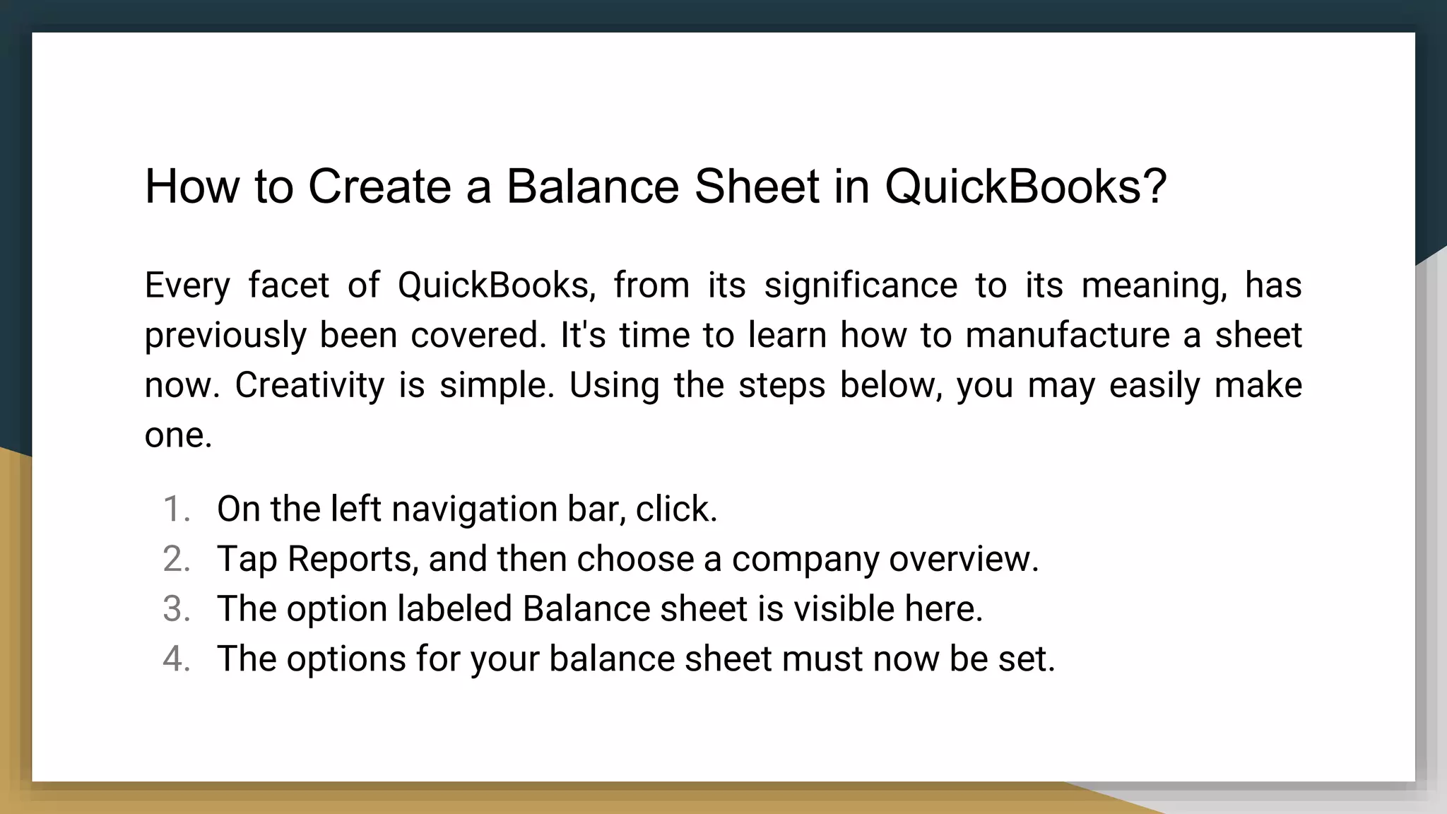 Quickbooks Balance Sheet | PPT