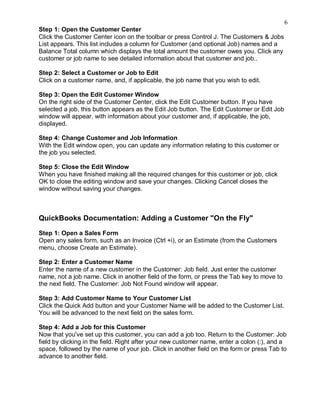 Quickbooks Documentation | PDF