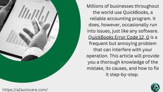 QuickBooks Error Code 12, 0 Comprehensive Troubleshooting Guide | PPT