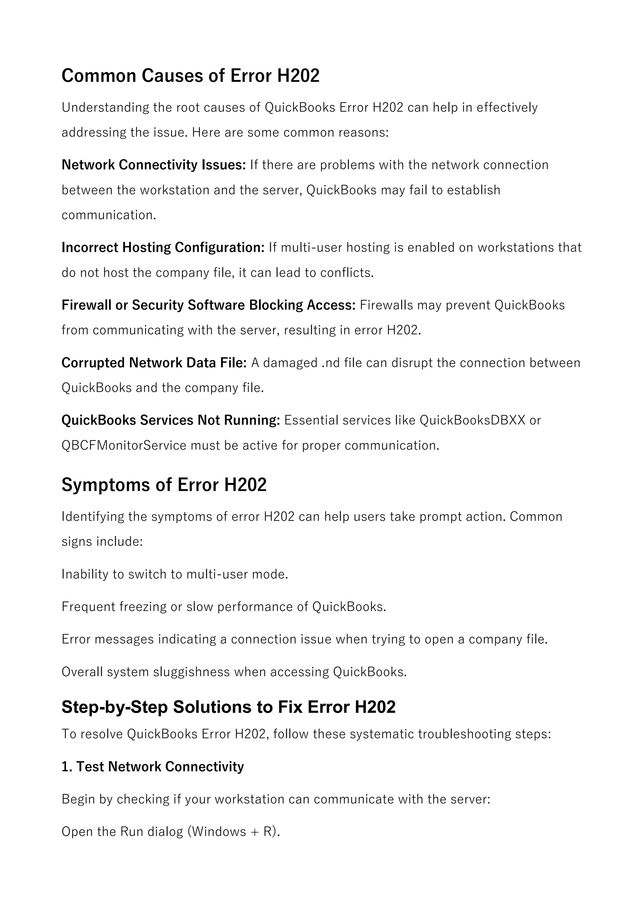 Fix QuickBooks Error Code H202 in Multi-User Mode | PDF Fix QuickBooks Error Code H202 in Multi-User Mode | PDF